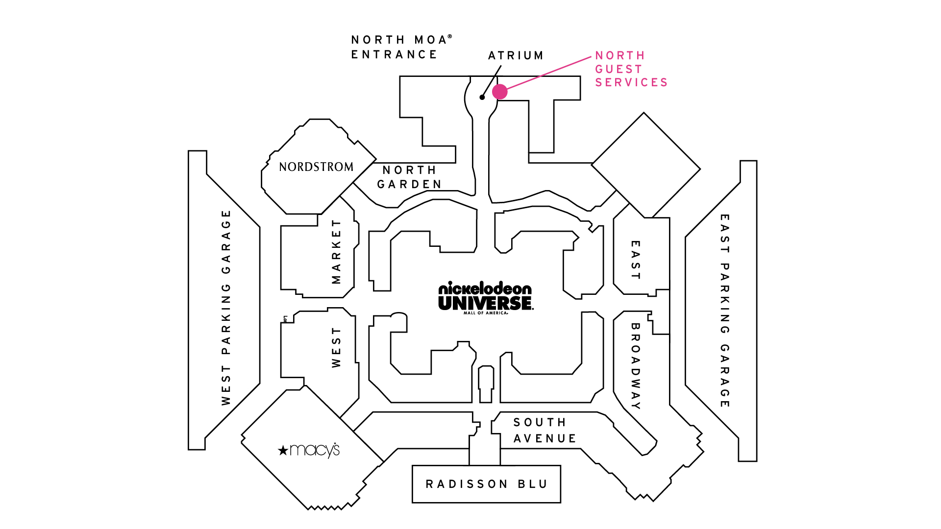Shop MOA Online North Guest Services Map | Mall of America®